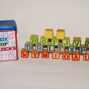 Vintage Wood Alphabet Blocks in Tin Box Box of Blocks - Etsy