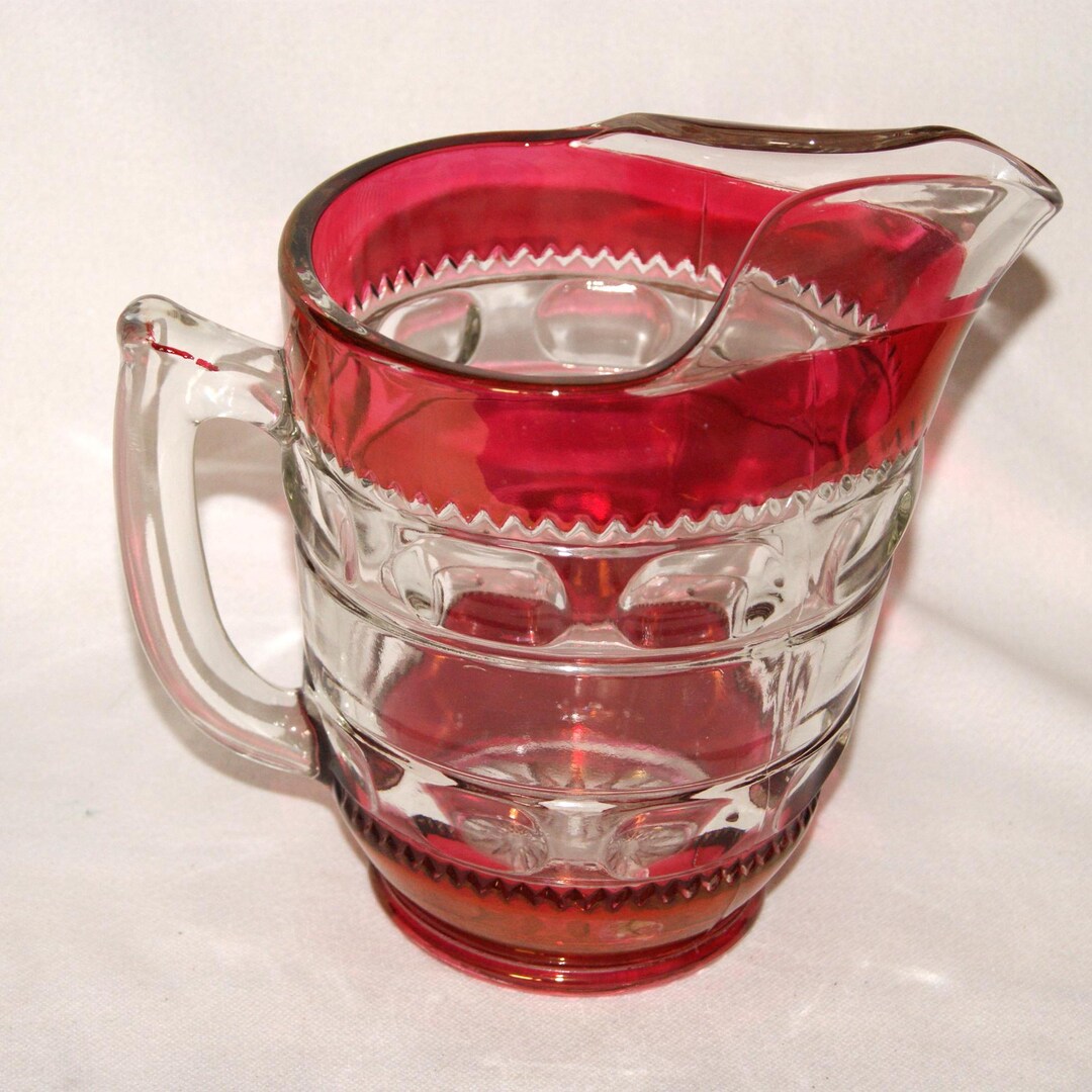Large Beverage Pitcher - Kings Crown Ruby Red - Thumbprint - Ice Lip - Etsy