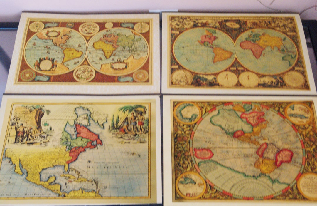 Set of 4 Sidwell Foil Antique Maps - Etsy