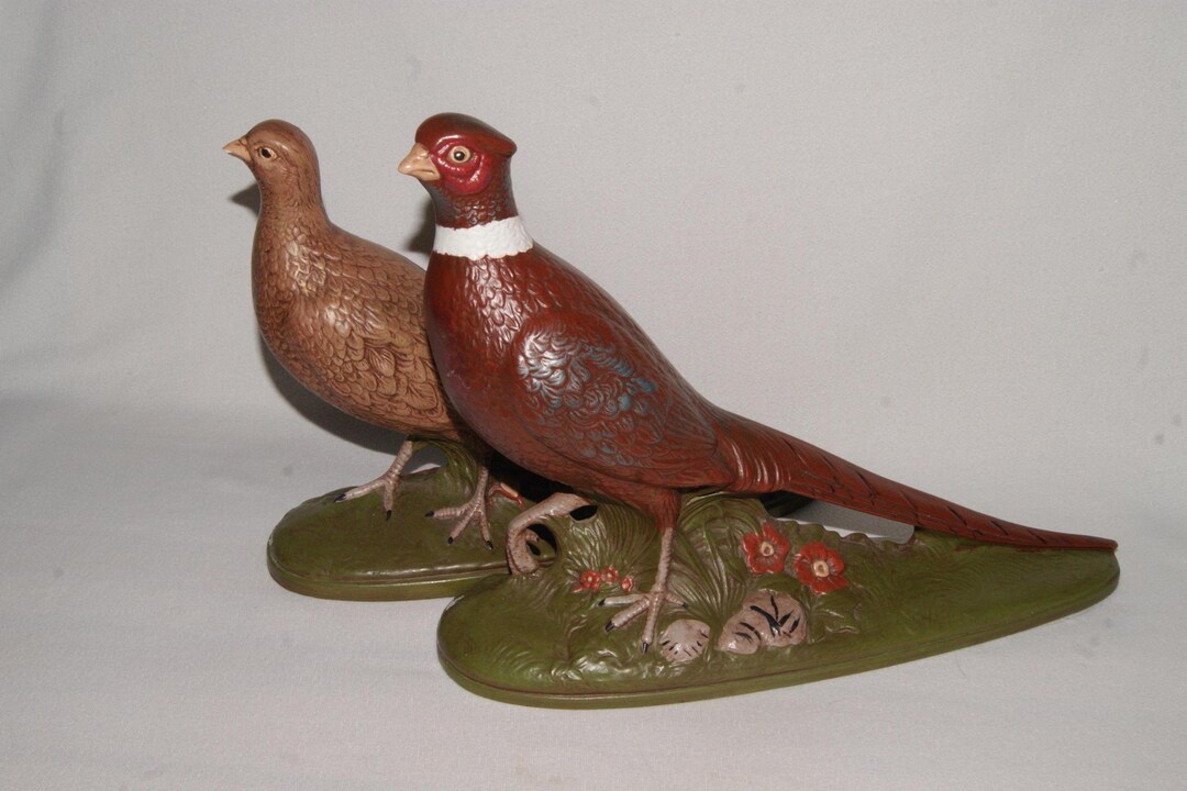 Vintage Hand Painted Ceramic Pheasant Figurines - Holland Mold 1985 - Etsy