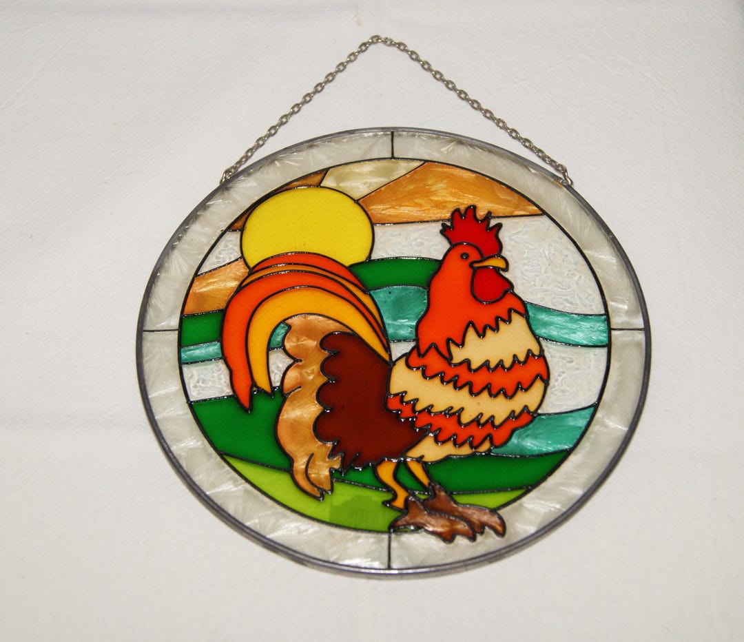 Rooster Suncatcher - 6" Sun Catcher - Farm Chicken Decor - Stained ...