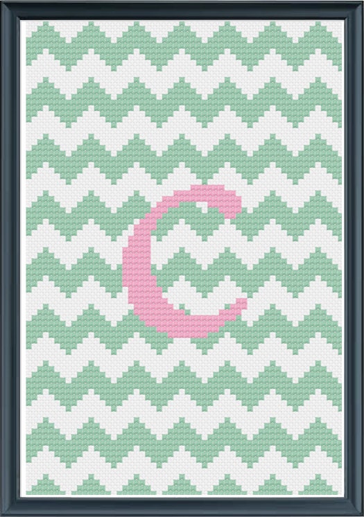Cross Stitch Pattern - Monogram - Letter C - Initials, Personalized ...