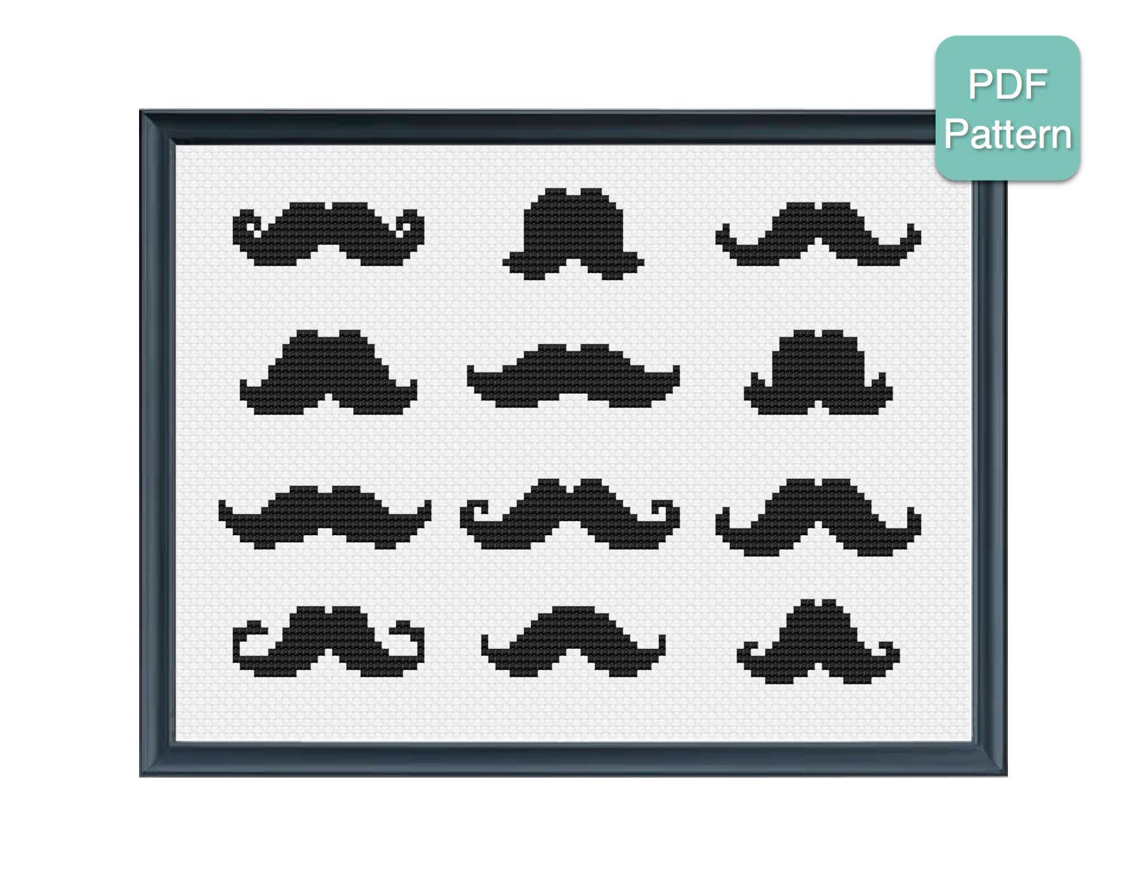 Cross Stitch Pattern - Mustache Sampler, Man Cave Decor, Funny Gift ...