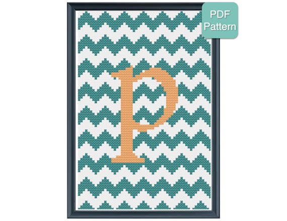 Cross Stitch Pattern Monogram Letter P Initials - Etsy