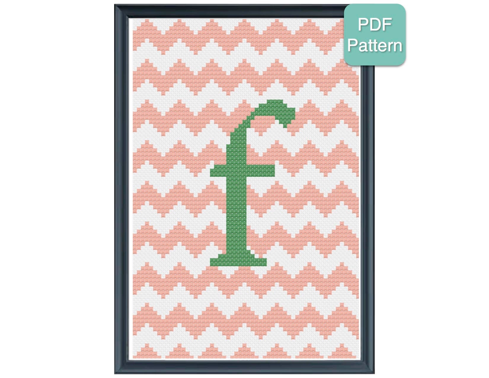 Cross Stitch Pattern - Monogram - Letter F - Initials, Personalized ...