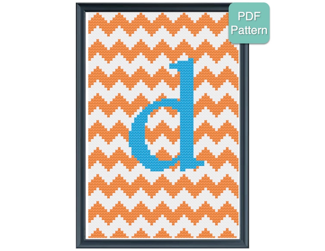 Cross Stitch Pattern - Monogram - Letter D - Initials, Personalized ...