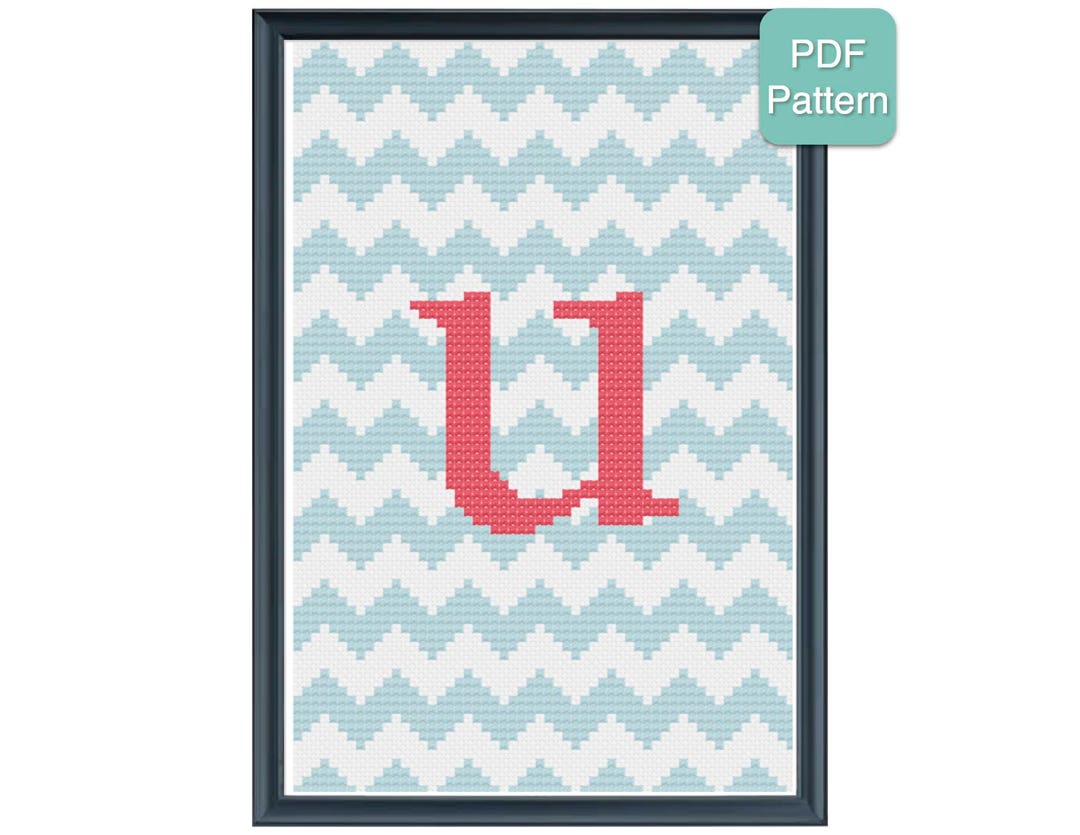 Cross Stitch Pattern - Monogram - Letter U - Initials, Personalized ...