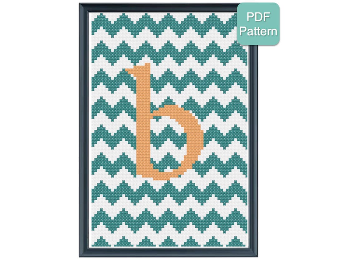 Cross Stitch Pattern - Monogram - Letter B - Initials, Personalized ...