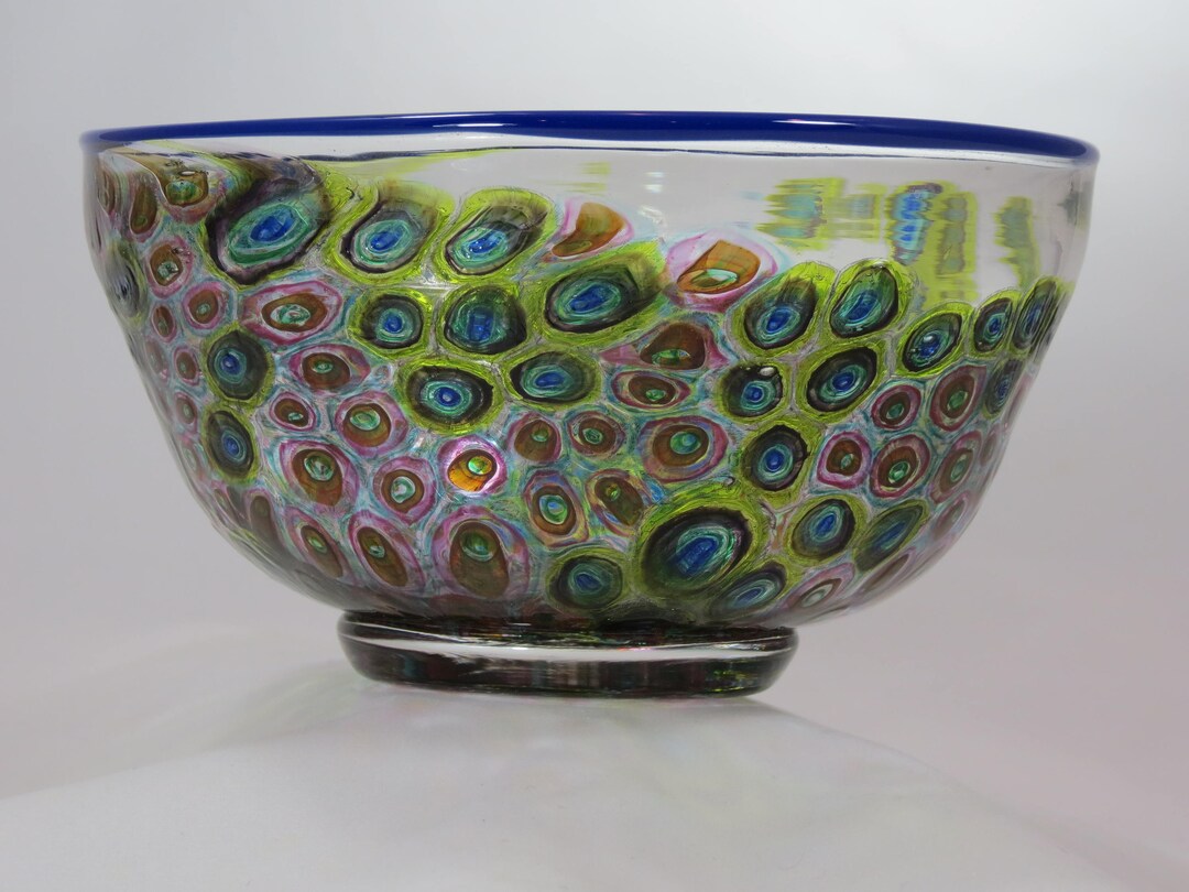 Handblown Glass Bowl of Multicolored Circular Murrini in a - Etsy