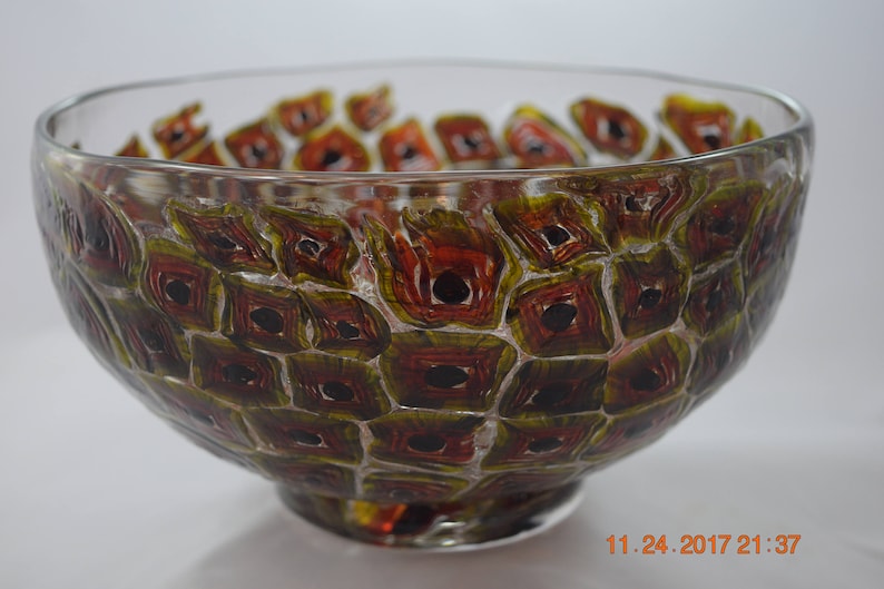 Handblown Glass Bowl of Red-brown Murrini - Etsy