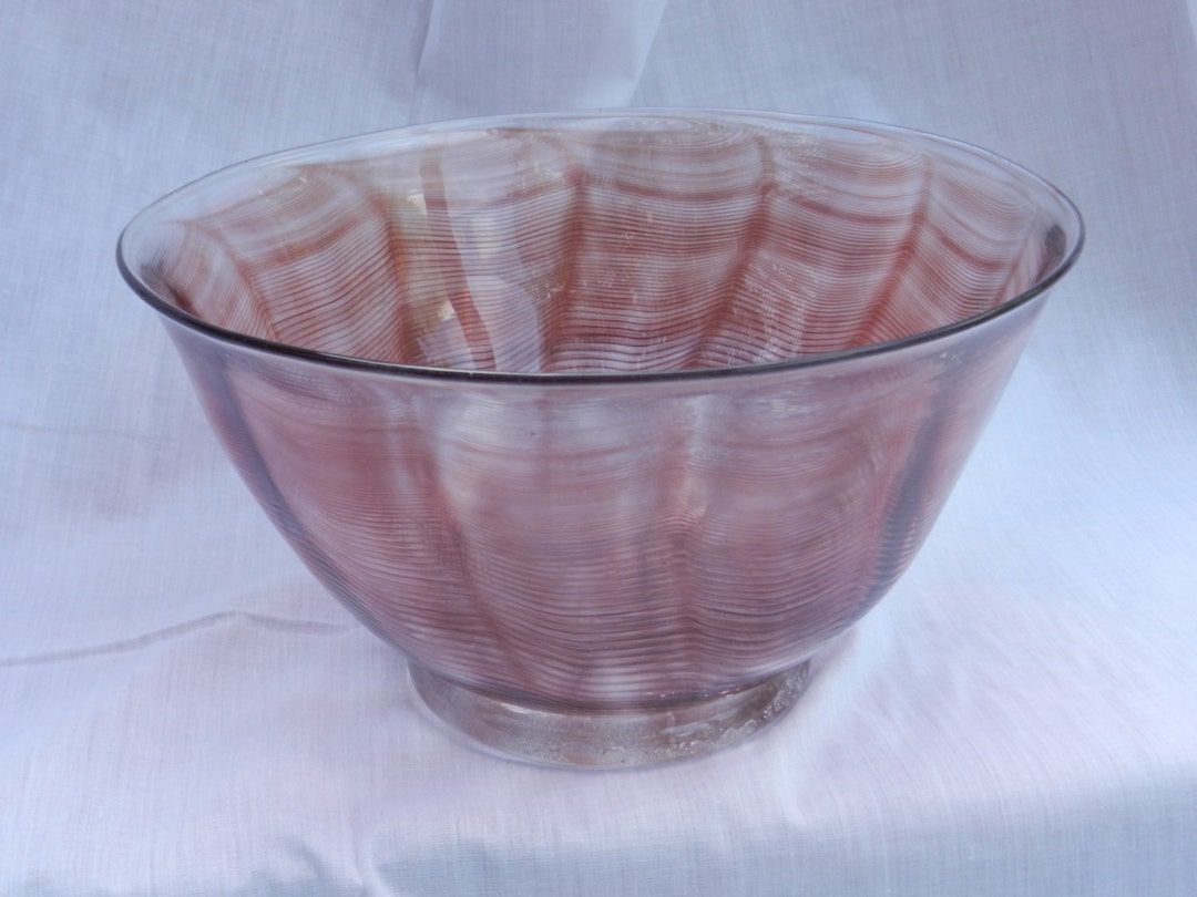 Handblown Copper Ruby Glass Bowl With Spiderweb Pattern - Etsy