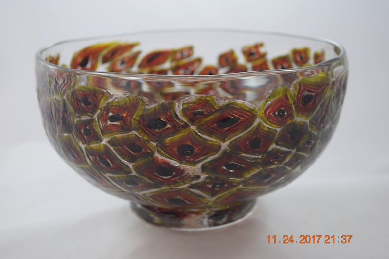Handblown Glass Bowl of Red-brown Murrini - Etsy