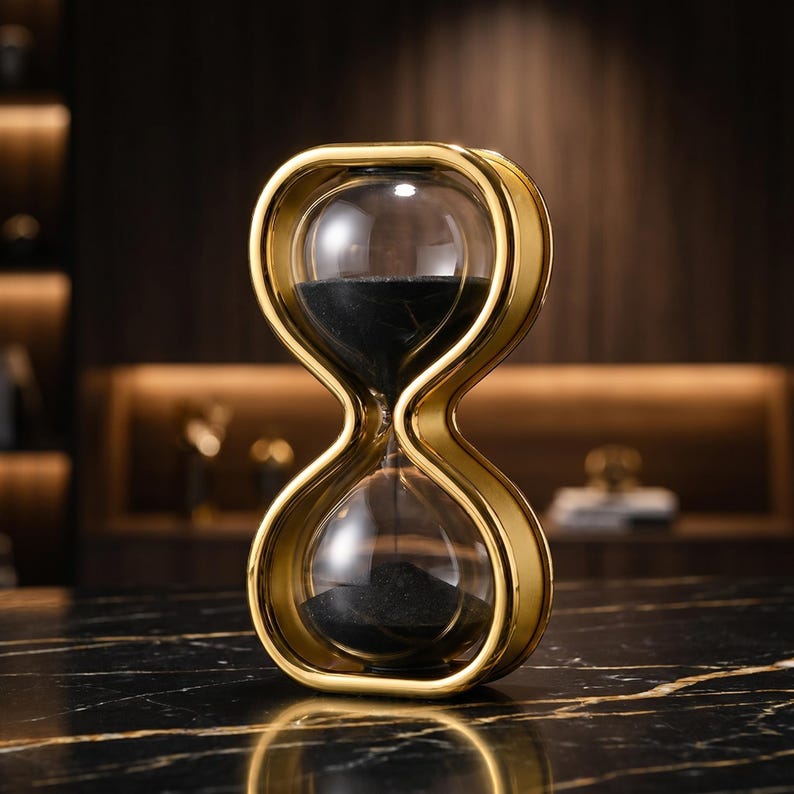 Modern Hourglass Decor, Black Sand Timer, Executive Desk Accent, Father ...