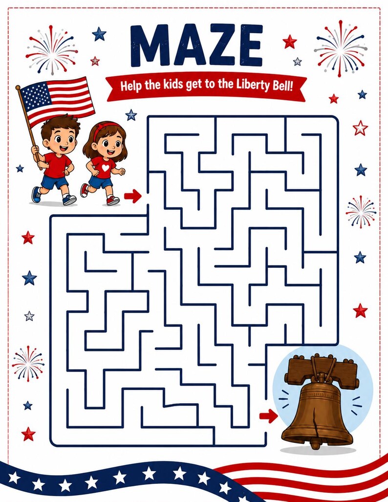 4th of July Kids Activity Bundle | Patriotic Games, Coloring Pages (PDF ...