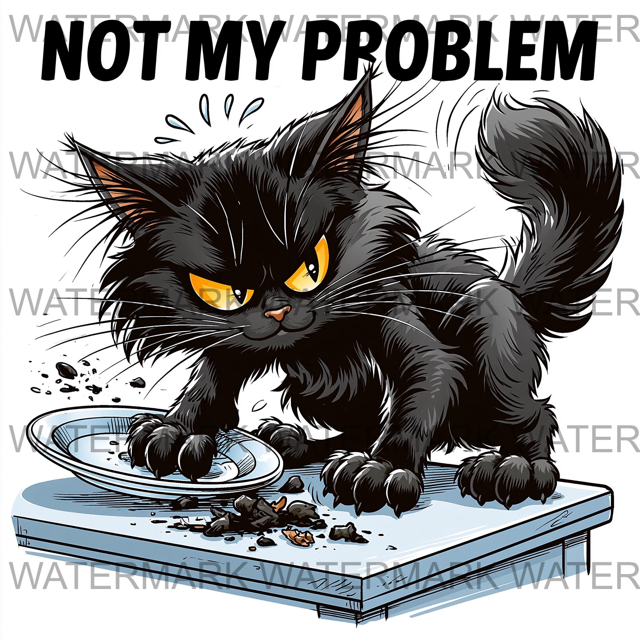 Set of 4 Not My Problem Cat Meme PNG | Digital Download | Print on ...