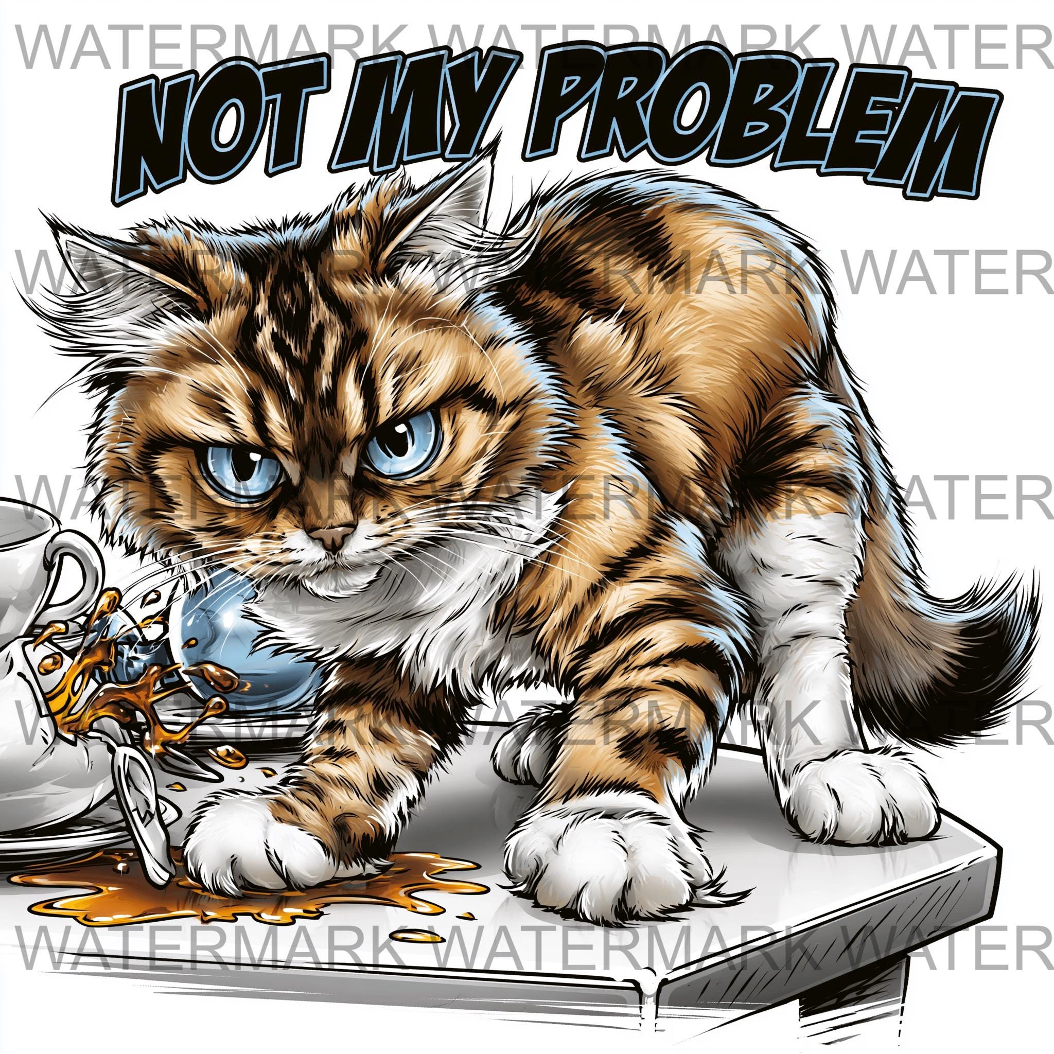 Set of 4 Not My Problem Cat Meme PNG | Digital Download | Print on ...