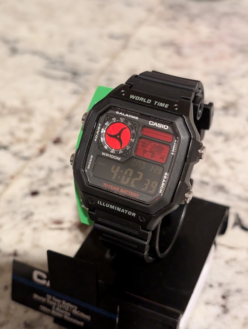 Naruto Itachi Inspired Casio AE1200 Mod | 1200 World Time Watch | Anime ...