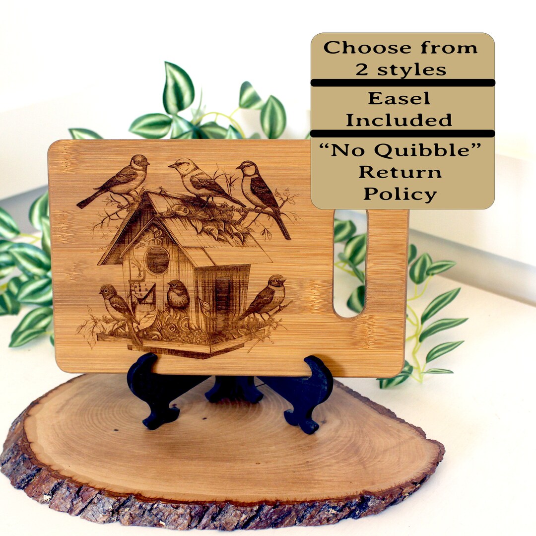 Beautiful Detailed Birdhouse/birds Engraved on a Bamboo Cheese Cutting ...