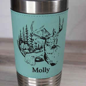 Engraved Deer in the Mountains or Deer Head on Leather Wrapped - Etsy
