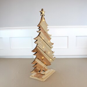Rustic Natural Wood Christmas Tree With Fairy Lights, Farmhouse ...