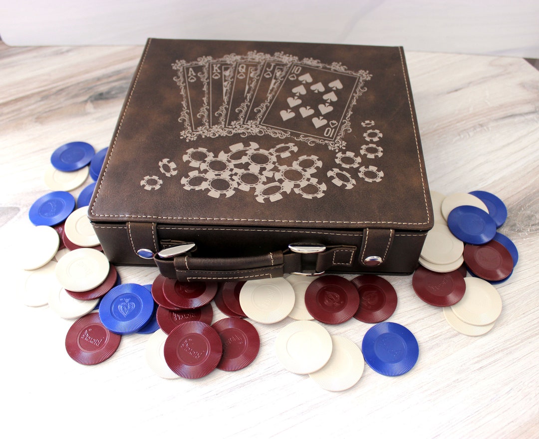 Custom Poker Set, 100 Piece Leatherette Poker Gift Set Engraved With ...
