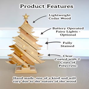 Rustic Natural Wood Christmas Tree With Fairy Lights, Farmhouse ...