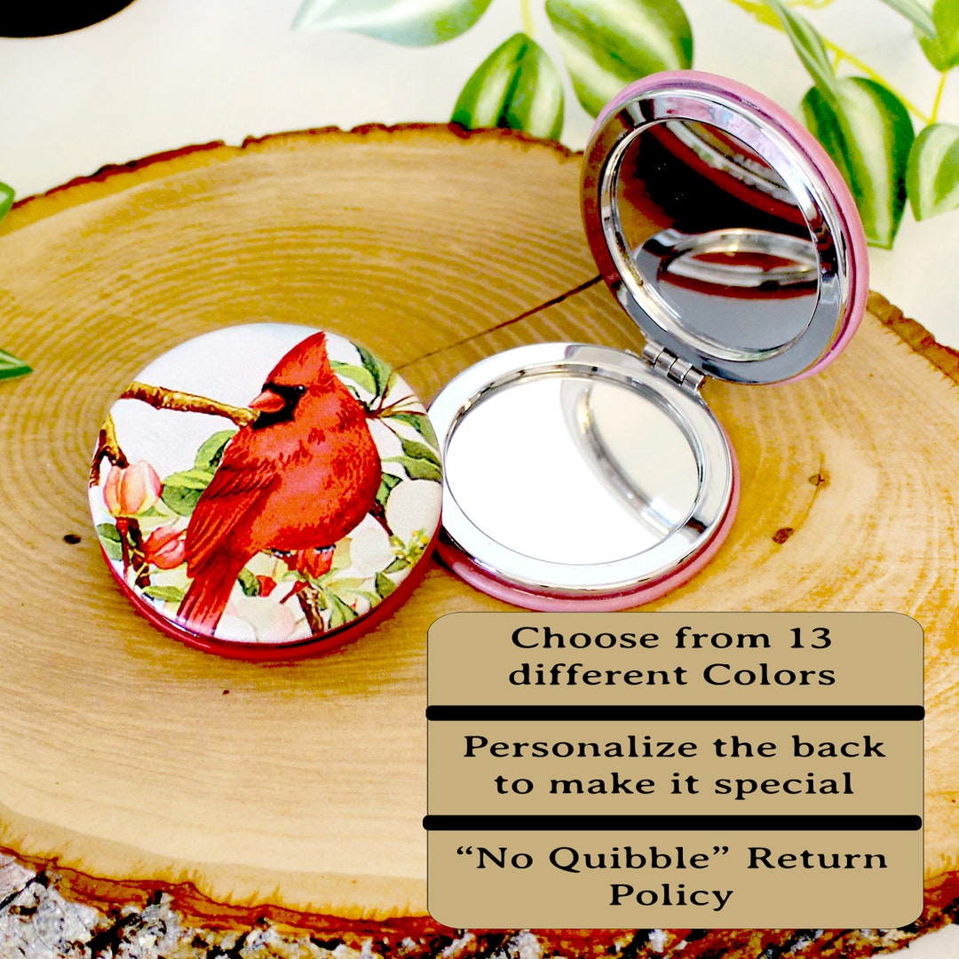 UV Decorated Red Cardinal Leatherette Women's Compact Mirror, Custom ...