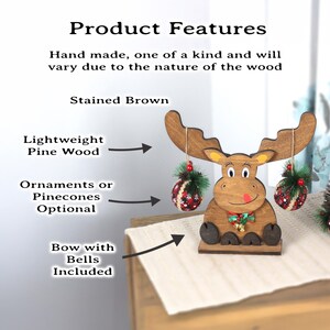 Rustic Wooden Moose, Modern Christmas Farmhouse Decor, Fireplace Mantel ...