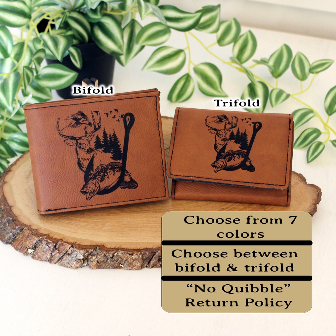 Men's Leather Bifold/trifold Hunting & Fishing Wallet. Perfect Hunting ...