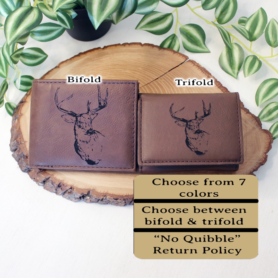 Men's Leather Bifold/trifold Hunting Wallet Bifold With Flip ID Display ...