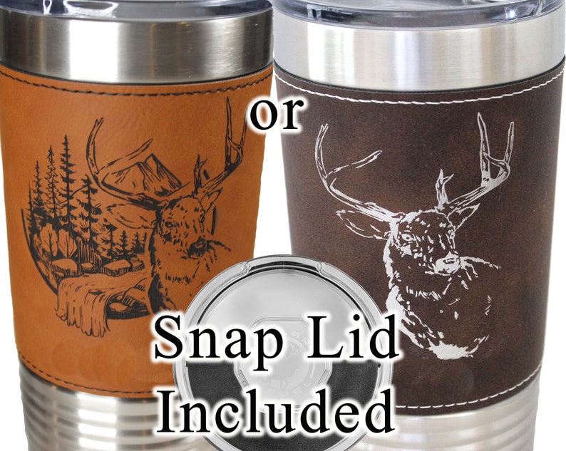 Engraved Deer in the Mountains or Deer Head on Leather Wrapped - Etsy