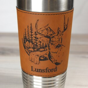 Engraved Deer in the Mountains or Deer Head on Leather Wrapped - Etsy