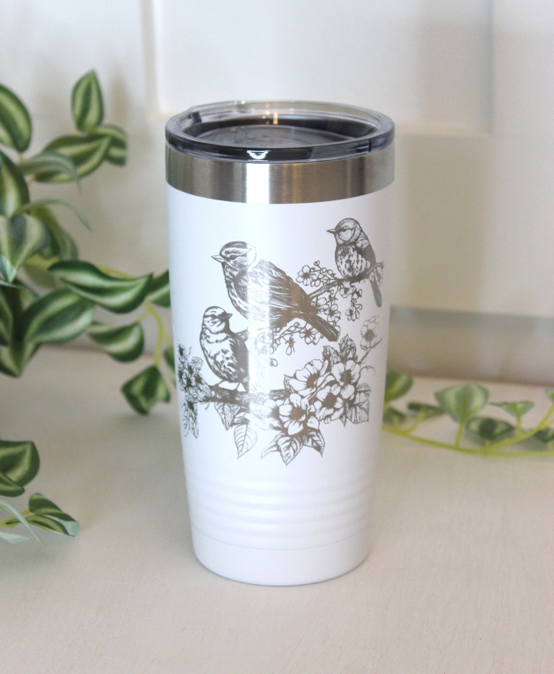 Beautiful Detailed Cherry Blossoms/birds Engraved on This Insulated ...