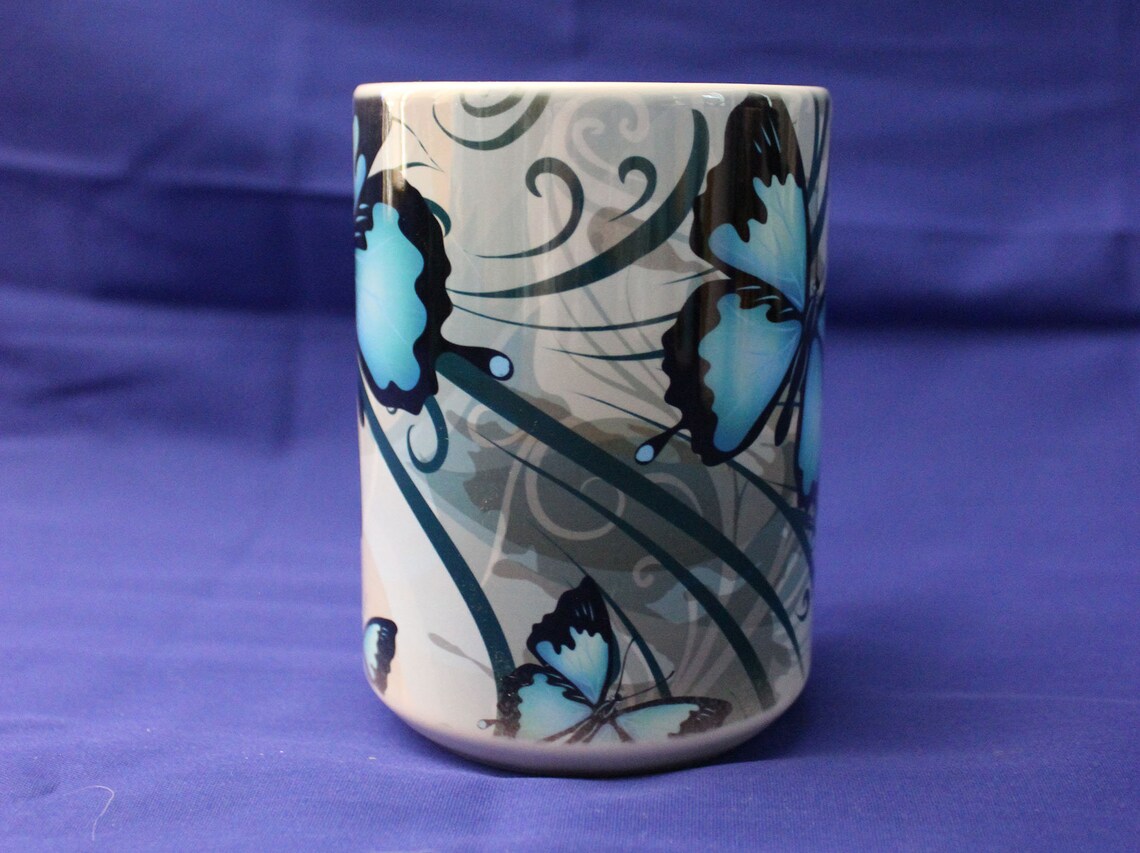Artistic Blue Butterfly Coffee Mugs Come in 15 Oz or 11 Oz - Etsy