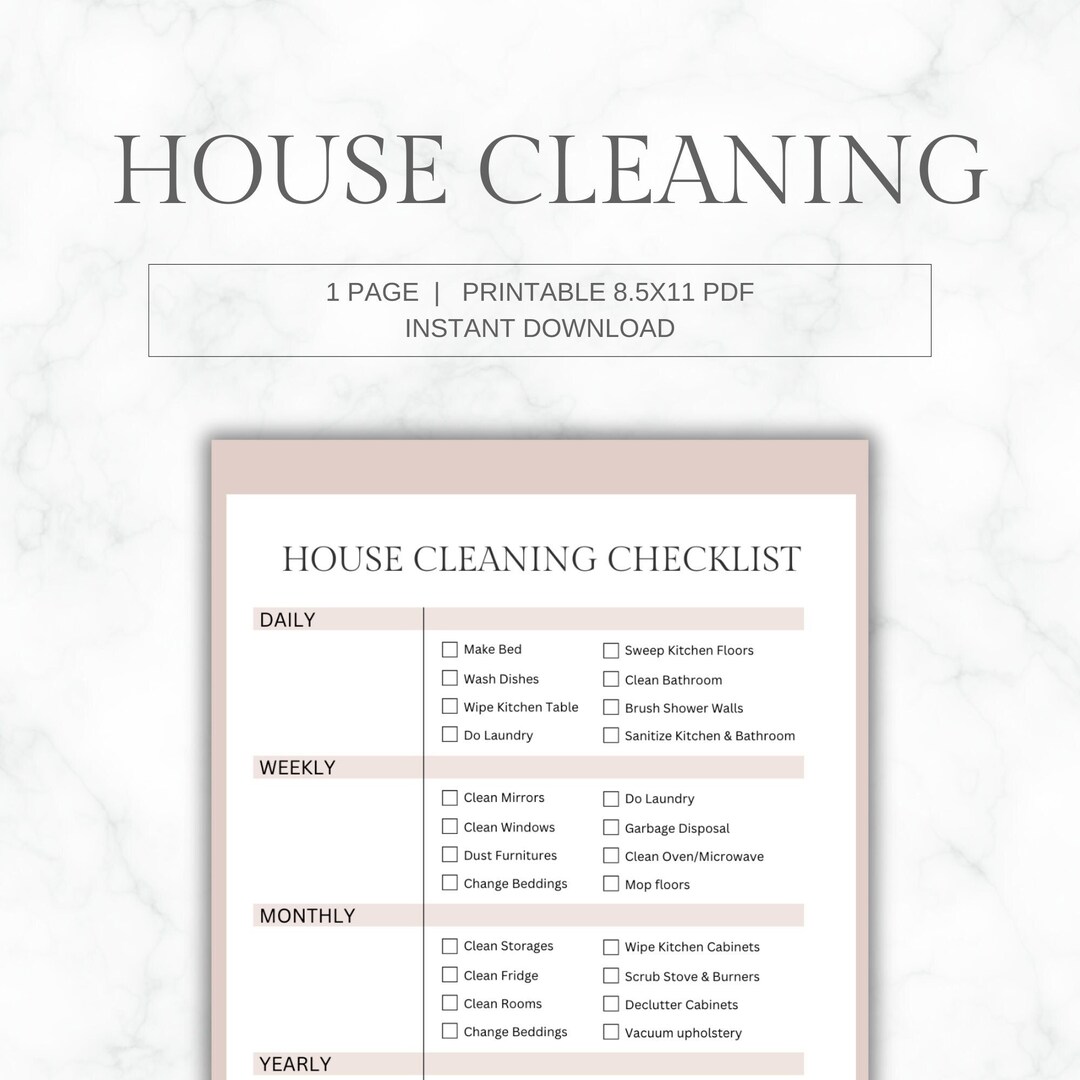 DIGITAL PRODUCT | Digital Cleaning Checklist | Household Cleaning ...