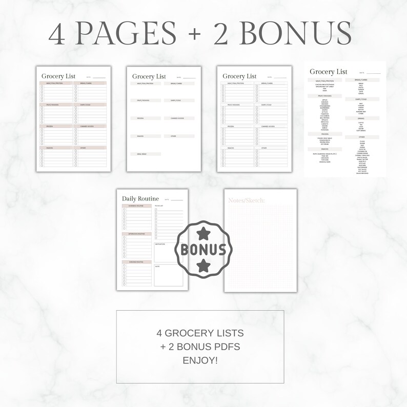 DIGITAL PRODUCT | Grocery List Printable | Weekly Menu Planner ...