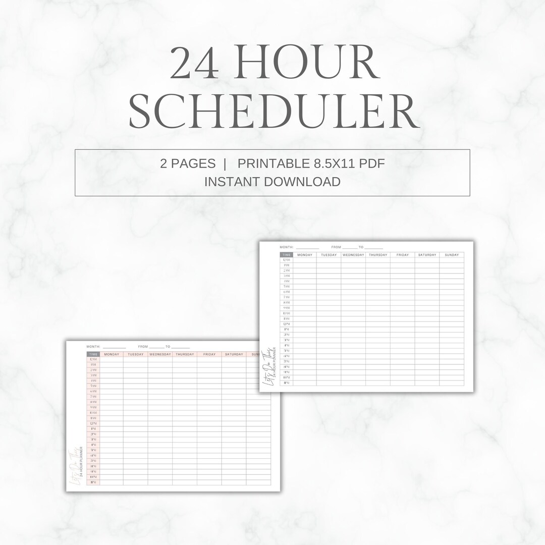 DIGITAL PRODUCT | 24 Hour Time Schedule | Productivity | Schedule ...