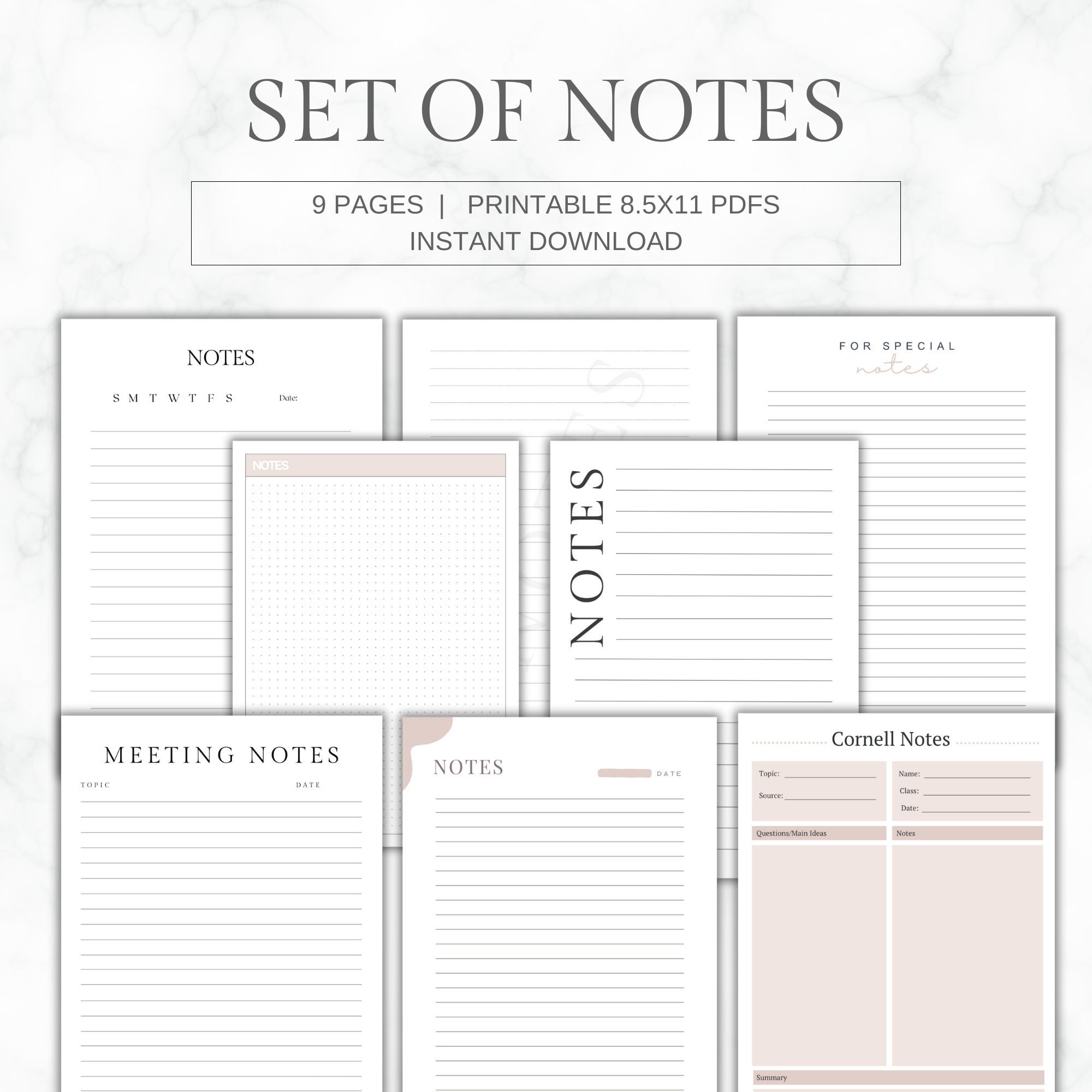 DIGITAL PRODUCT | Note Paper | Lined Paper PDF | Cornell Notes Paper ...