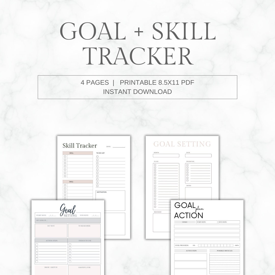 DIGITAL PRODUCT | Goal + Skill Tracker Sheet Printable | Goal Planner ...