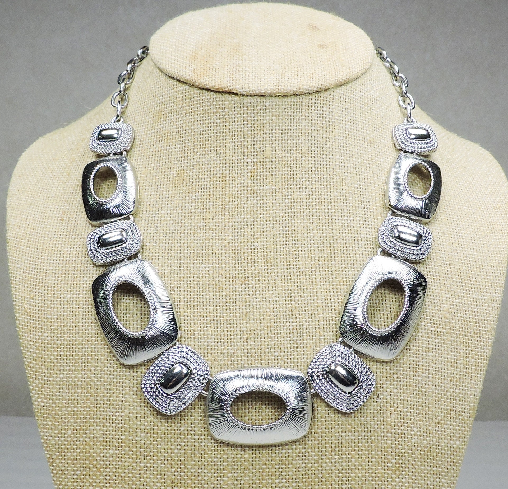 Collar de plata vintage collar de tono de plata texturizado | Etsy
