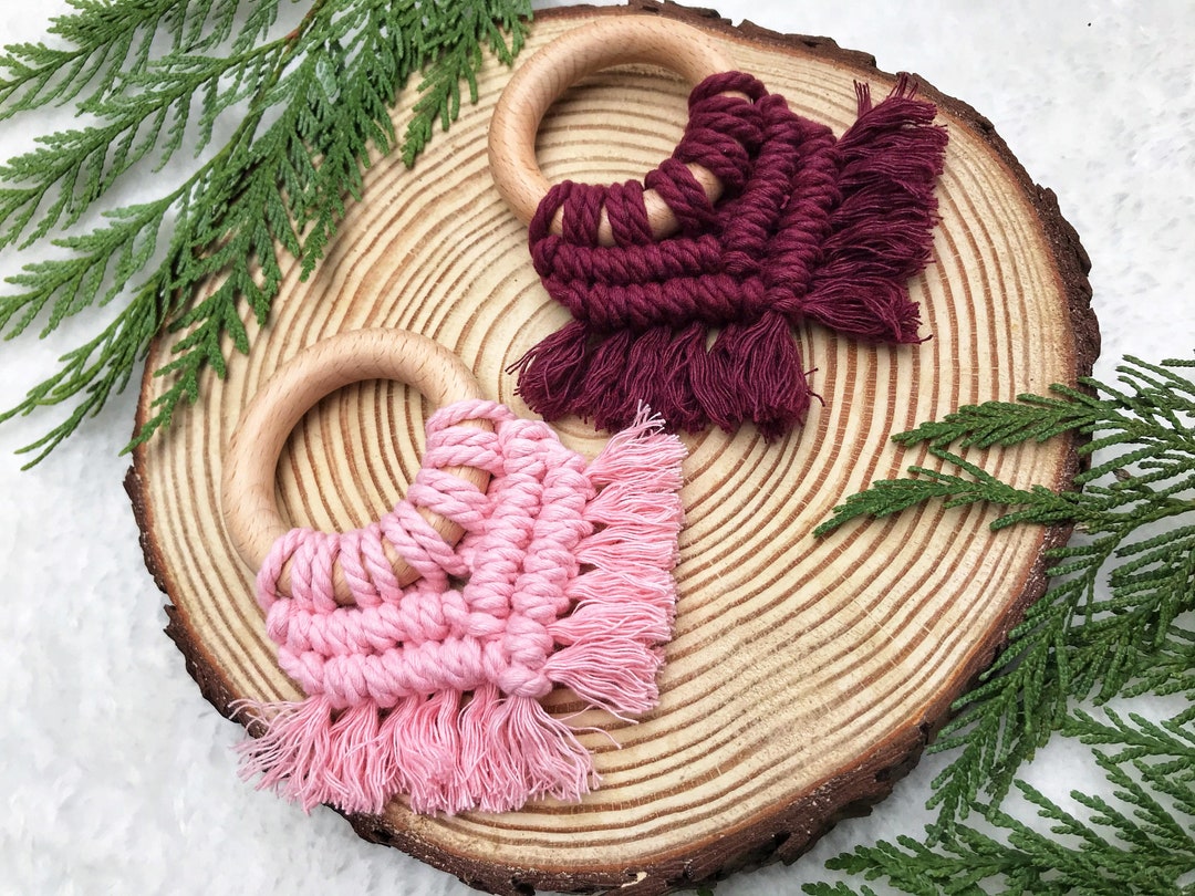 Two Macrame Teething Rings - Baby Shower Gift - Baby Registry - Baby ...