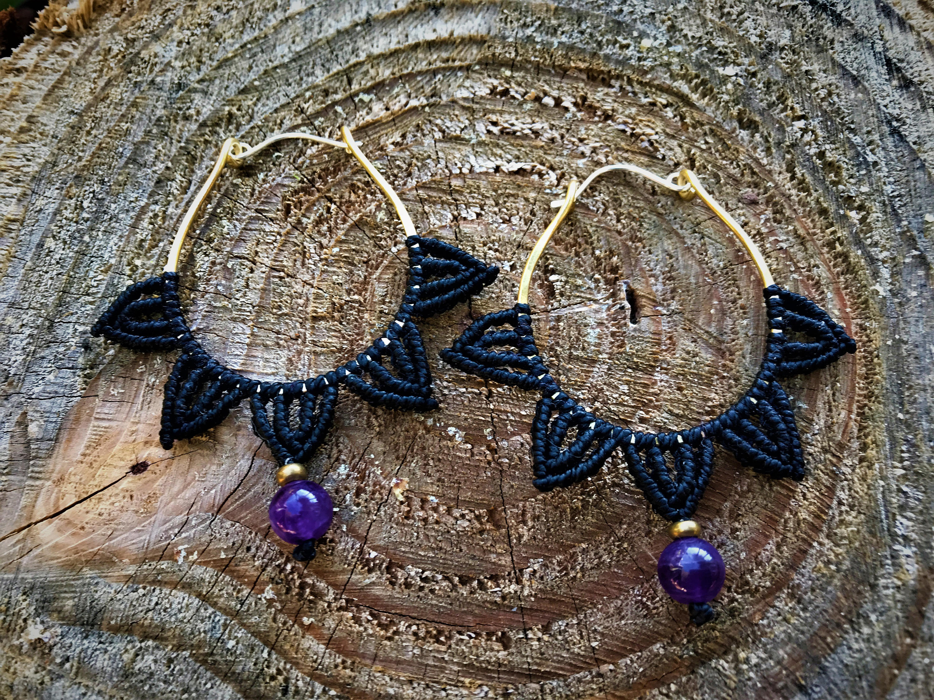 Lotus Macrame - Folklore Chic - Pendientes de amatista - Pendientes de ...