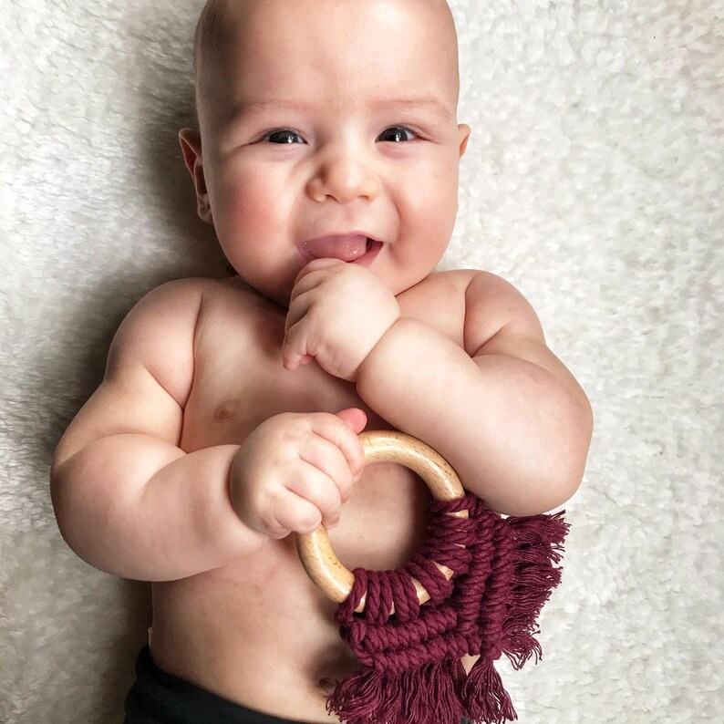 Two Macrame Teething Rings Baby Shower Gift Baby Registry Baby Nursery ...