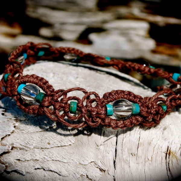 Turquoise and Hemp Bracelet - Etsy