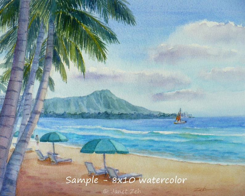 Custom Beach Painting From Photo Watercolor or Oil Art Commission ...