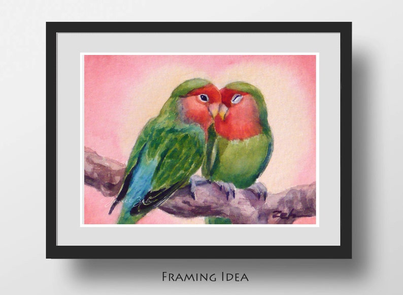 Love Birds Art Print Lovebirds Watercolor Valentines Day Bird - Etsy