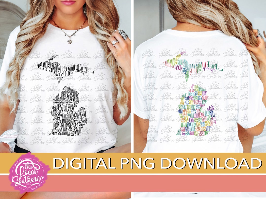 DIGITAL State of Michigan Colorful Counties Hand Lettering / Color and ...