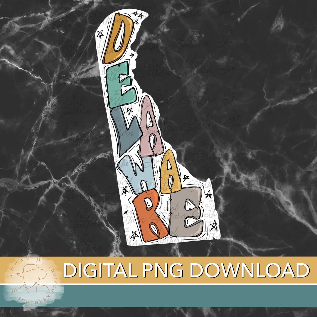 DIGITAL Hand Drawn Lettering Retro State of Delaware PNG FILE - Etsy