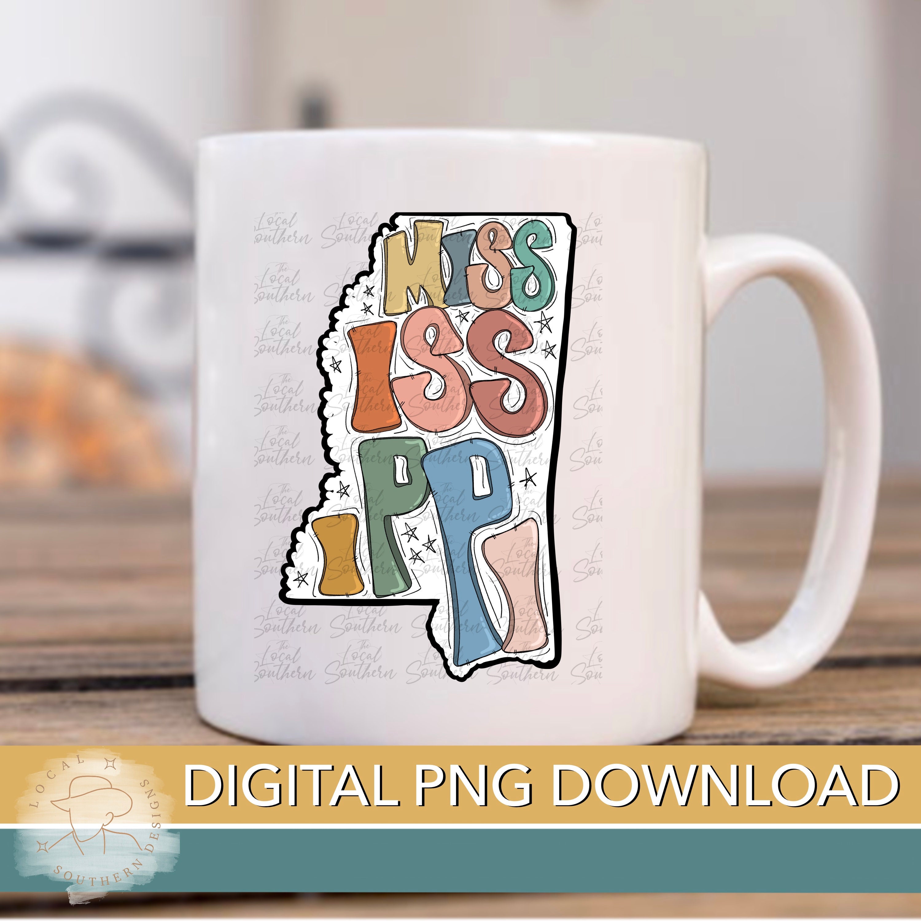 DIGITAL Hand Drawn Lettering Retro State of Mississippi PNG FILE - Etsy