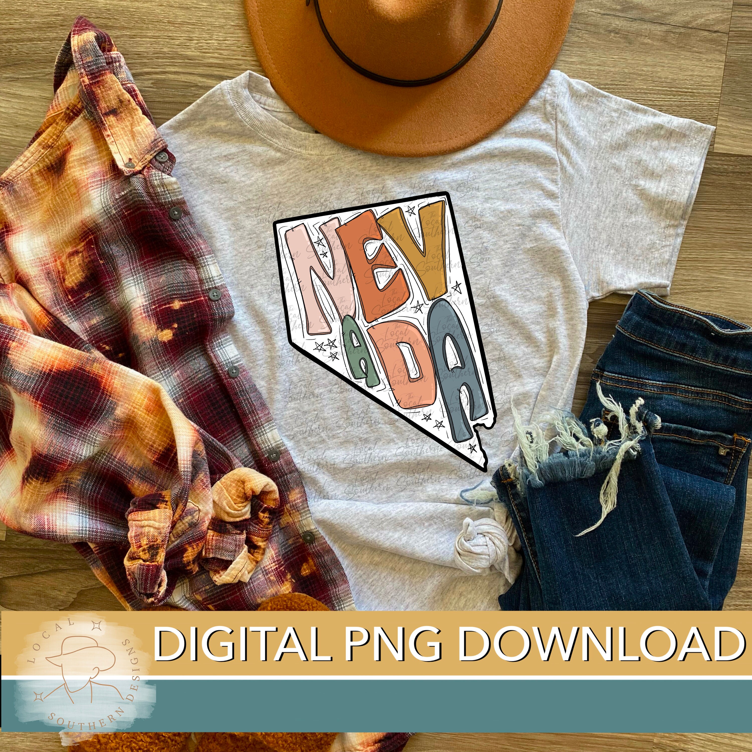 DIGITAL Hand Drawn Lettering Retro State of Nevada PNG FILE - Etsy